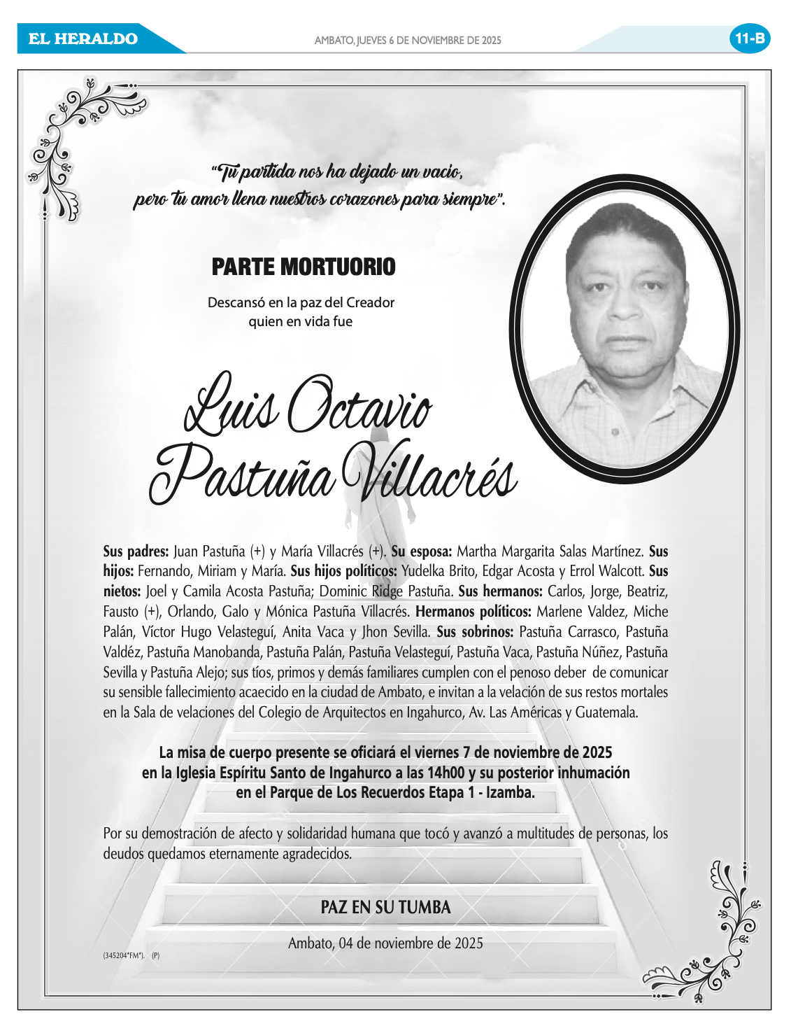PARTES MORTUORIOS Y OBITUARIOS 06 DE NOVIEMBRE DE 2025 - El Heraldo