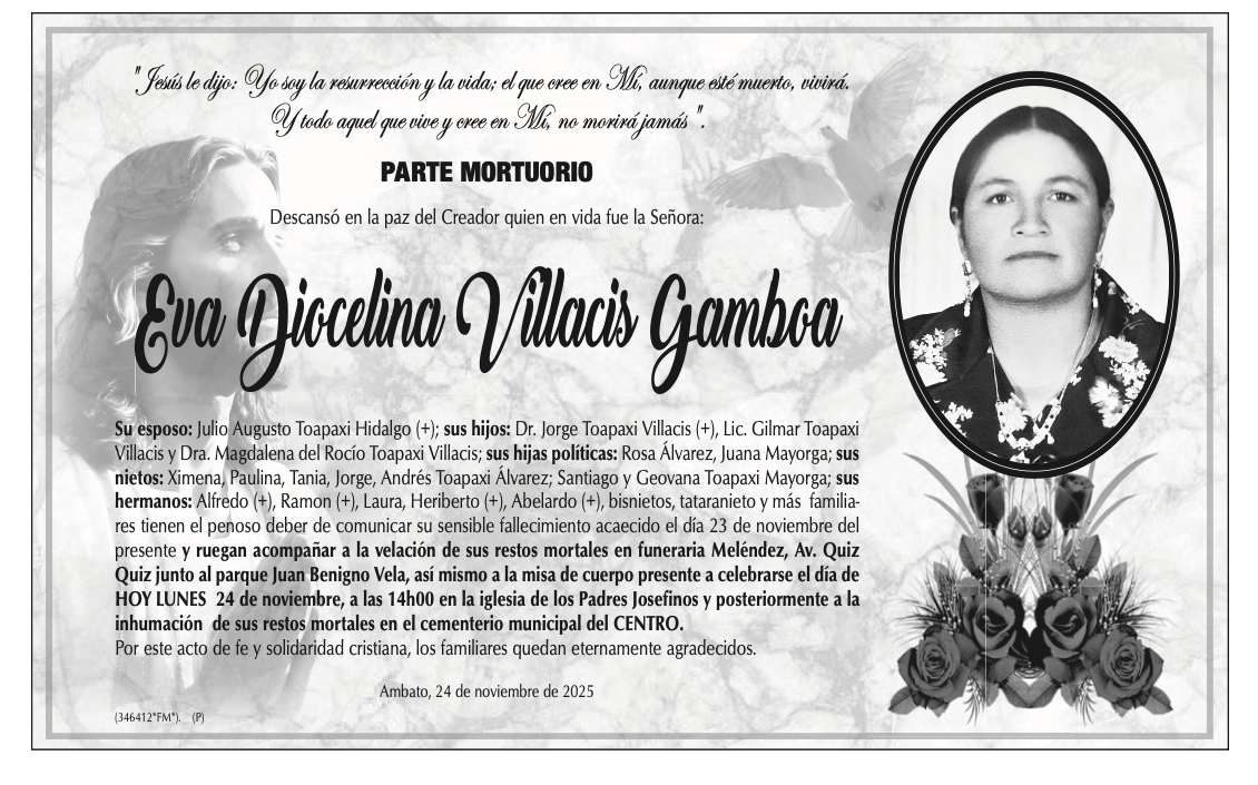 PARTES MORTUORIOS Y OBITUARIOS 24 DE NOVIEMBRE DE 2025 - El Heraldo